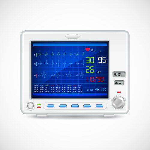Medical equipment ecg machine patient flat Vector Image
