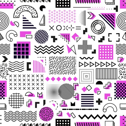 Seamless retro memphis pattern with round Vector Image