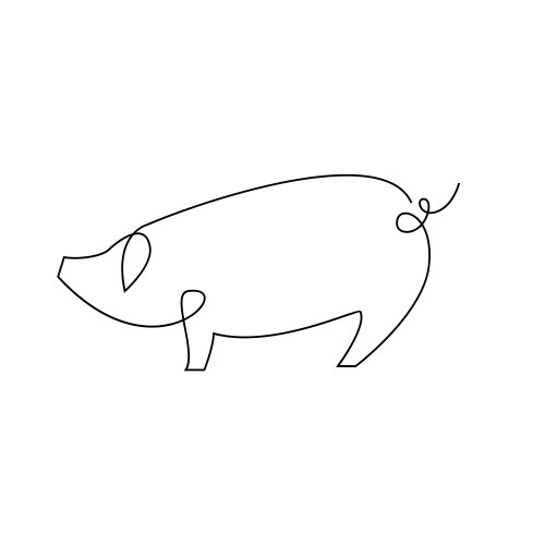 Pig single line drawing Royalty Free Vector Image