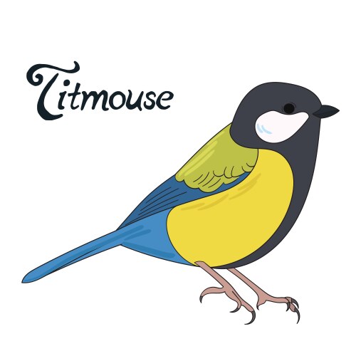 Titmouse Bird in Flight Royalty Free Vector Image