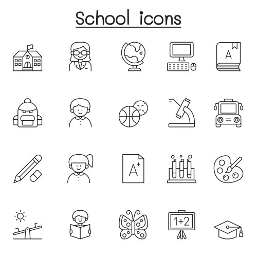 Kindergarten school education icons Royalty Free Vector