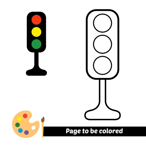 Trace and color for kids traffic light Royalty Free Vector