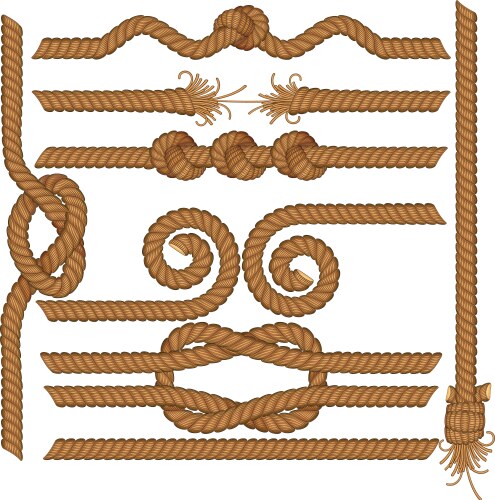 Rope elements marine cord borders nautical ropes Vector Image
