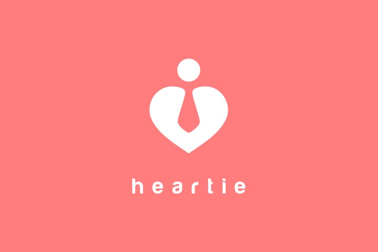 Abstract heart in the hand palm logo design Vector Image
