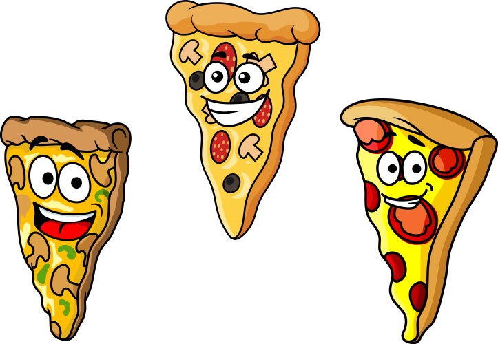 Cartoon slice of pizza waving Royalty Free Vector Image