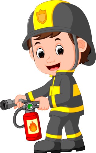 Cute fireman cartoon Royalty Free Vector Image