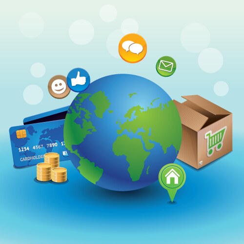 Internet concept globe application icons Vector Image