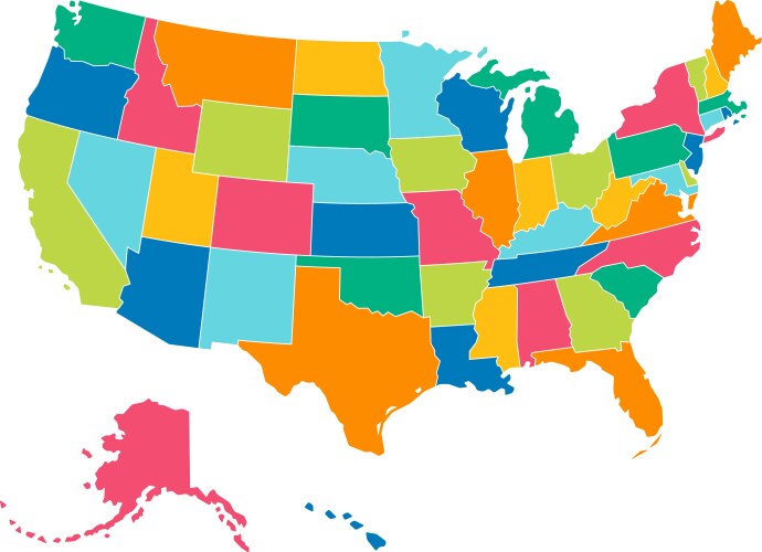 United states of america political map Royalty Free Vector
