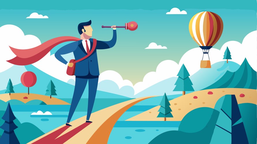 Business vision navigating success landscape Vector Image