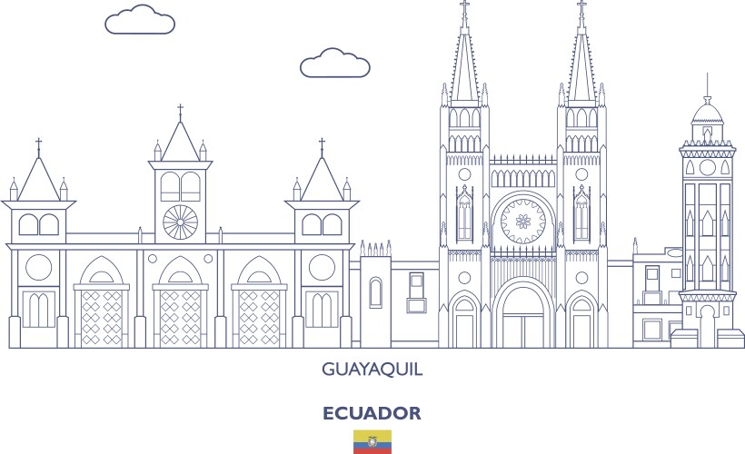 Quito skyline ecuador hand drawn sketch Royalty Free Vector