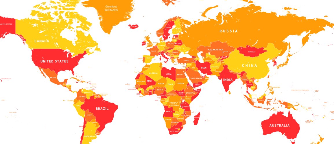 Colorful asia map with names Royalty Free Vector Image