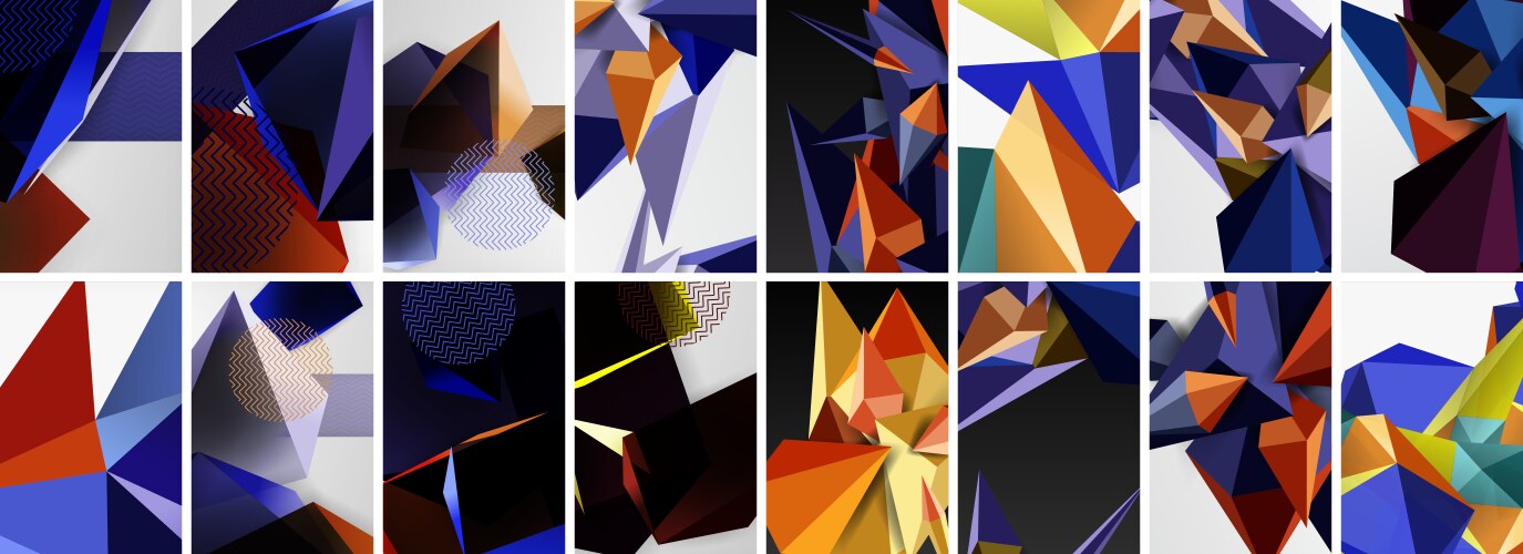 Set of low poly triangles poster geometric Vector Image
