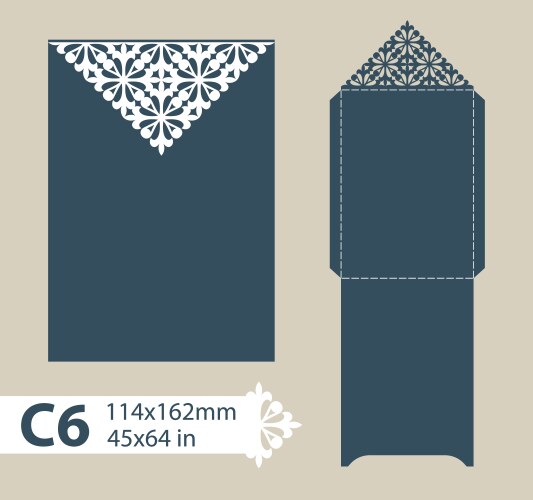 Laser cut envelope template for invitation Vector Image