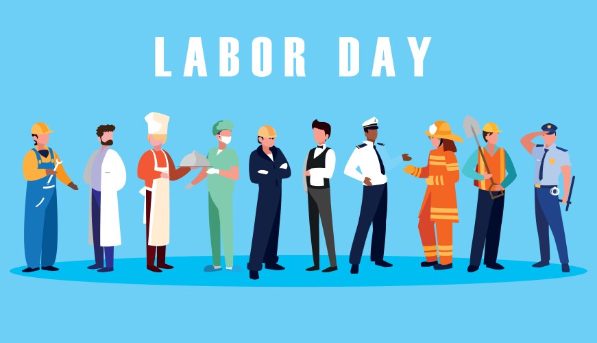 Labour day professional workers group happy Vector Image