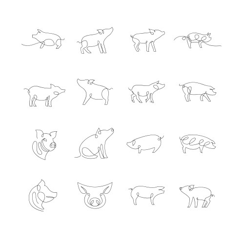 Pig single line drawing Royalty Free Vector Image