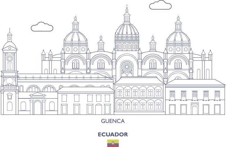 Quito skyline ecuador hand drawn sketch Royalty Free Vector