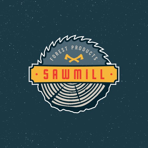 Set of sawmill logos retro styled woodwork Vector Image