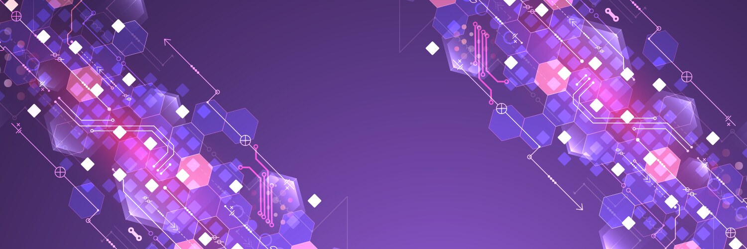 Abstract circuit board and hexagons on gradient Vector Image