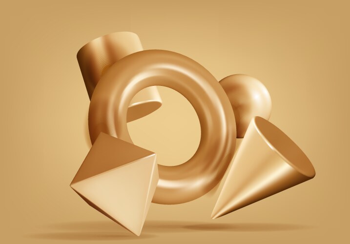 Flying 3d shapes cubes and other geometric Vector Image