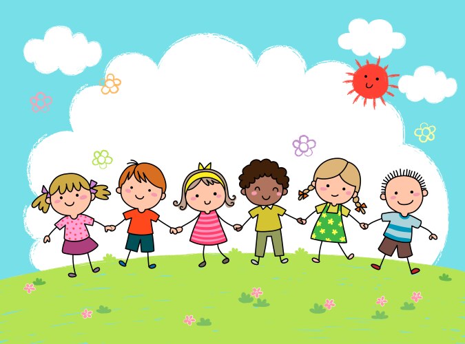 Cartoon Kids Holding Hands – Royalty-Free Vector | VectorStock