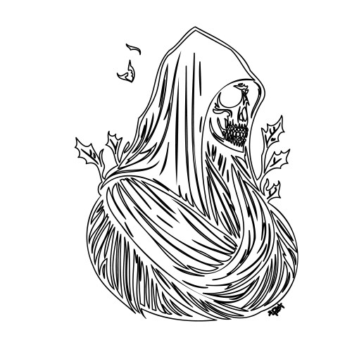 Grim reaper halloween outline sketch Royalty Free Vector