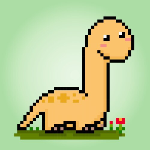 8 bit pixels dinosaur set Royalty Free Vector Image