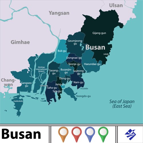 Busan City Map - South Korea Royalty Free Vector Image