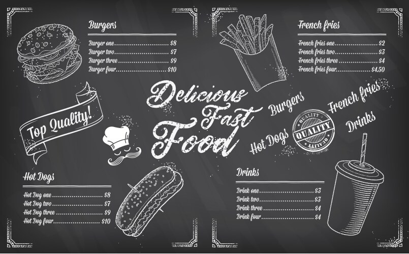 Fast food templates for restaurant menu Royalty Free Vector