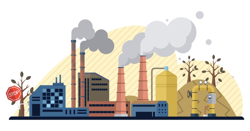 Air pollution with co2 gas emissions factory smog Vector Image