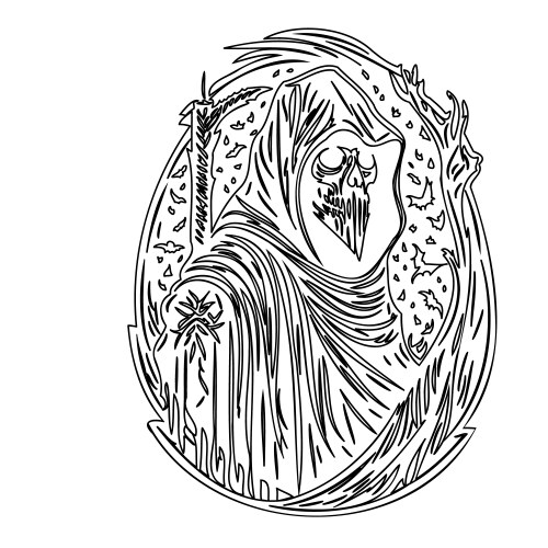 Grim reaper halloween outline sketch Royalty Free Vector