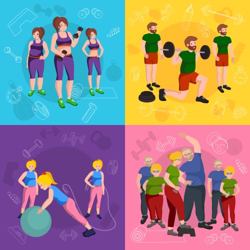People with different body mass Royalty Free Vector Image