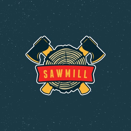 Sawmill logo retro styled woodwork emblem Vector Image