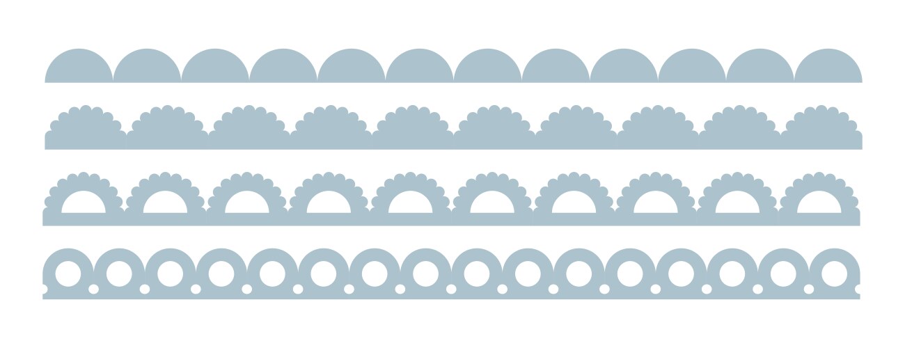 Scalloped edge seamless strokes set simple Vector Image