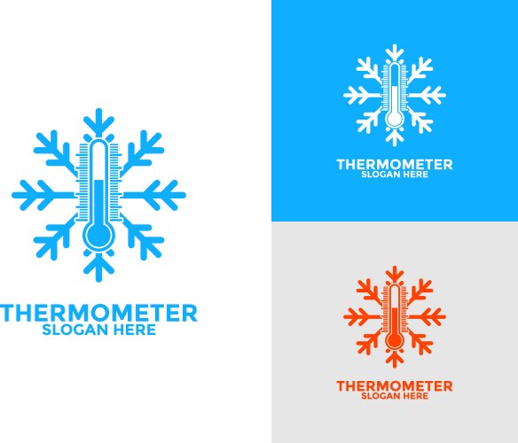 Thermometer logo concept icon set isolated for Vector Image