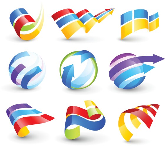 Mouse cursor simple flat color icons set Vector Image