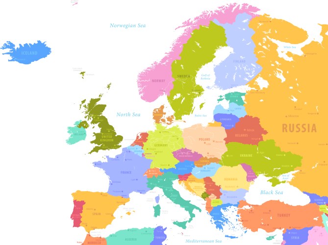 Political Map of Europe Royalty Free Vector Image
