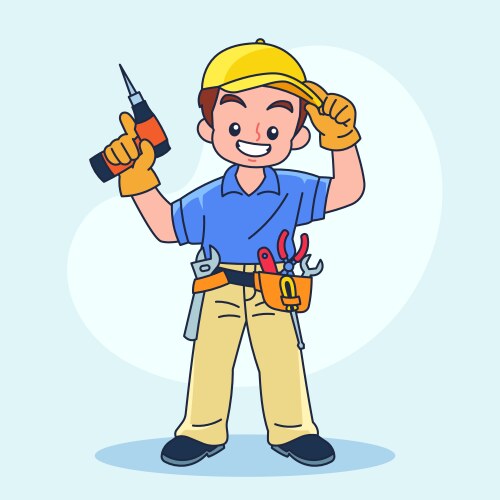 Hand drawn handyman cartoon Royalty Free Vector Image