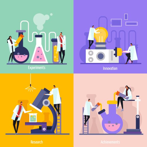Lab workers tubes composition Royalty Free Vector Image