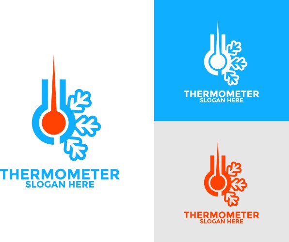 Thermometer logo concept icon set isolated for Vector Image