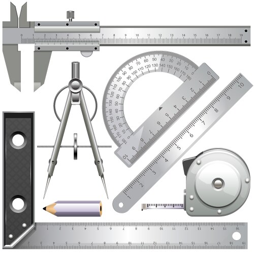 Ruler cartoon measuring tools with metric Vector Image