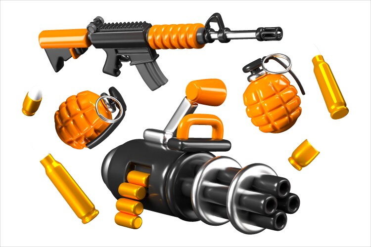 Realistic minigun and uzi gun bullets Royalty Free Vector