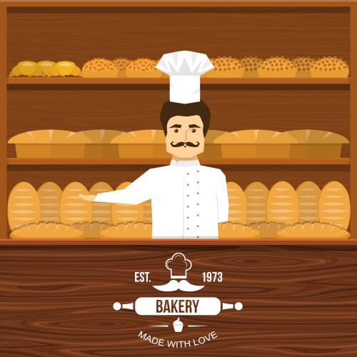Baker cooks bread design Royalty Free Vector Image
