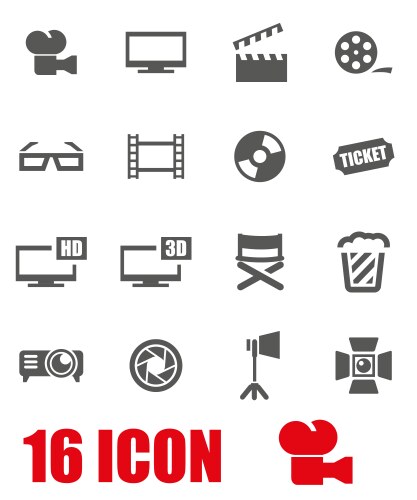 Movie and cinema grayscale stickers set eps10 Vector Image