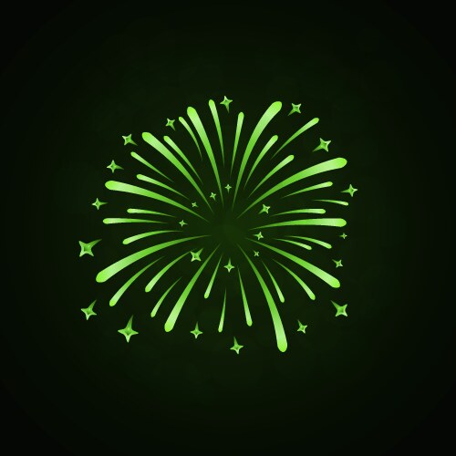 Beautiful green fireworks set bright Royalty Free Vector
