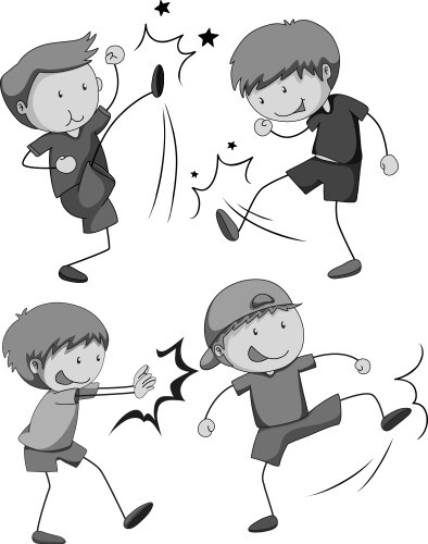 Two boy fighting each other Royalty Free Vector Image