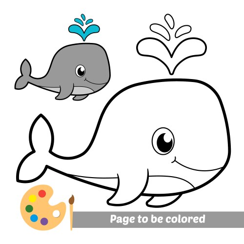 Coloring book for kids whale Royalty Free Vector Image
