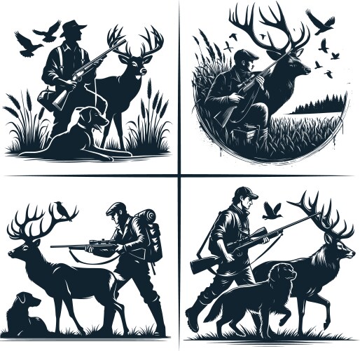 Deer in the forest silhouette Royalty Free Vector Image