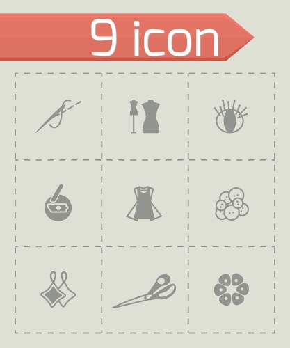 Sewing tools kit icons Royalty Free Vector Image