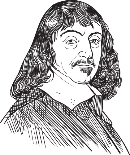 Rene descartes portrait Royalty Free Vector Image