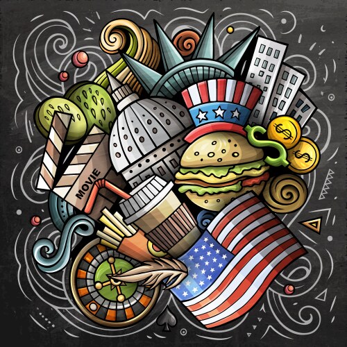 Usa cartoon doodle Royalty Free Vector Image - VectorStock